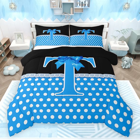 Castle Fairy Boys Girls Letter Monogrammed Bow T Full Size Comforter ...