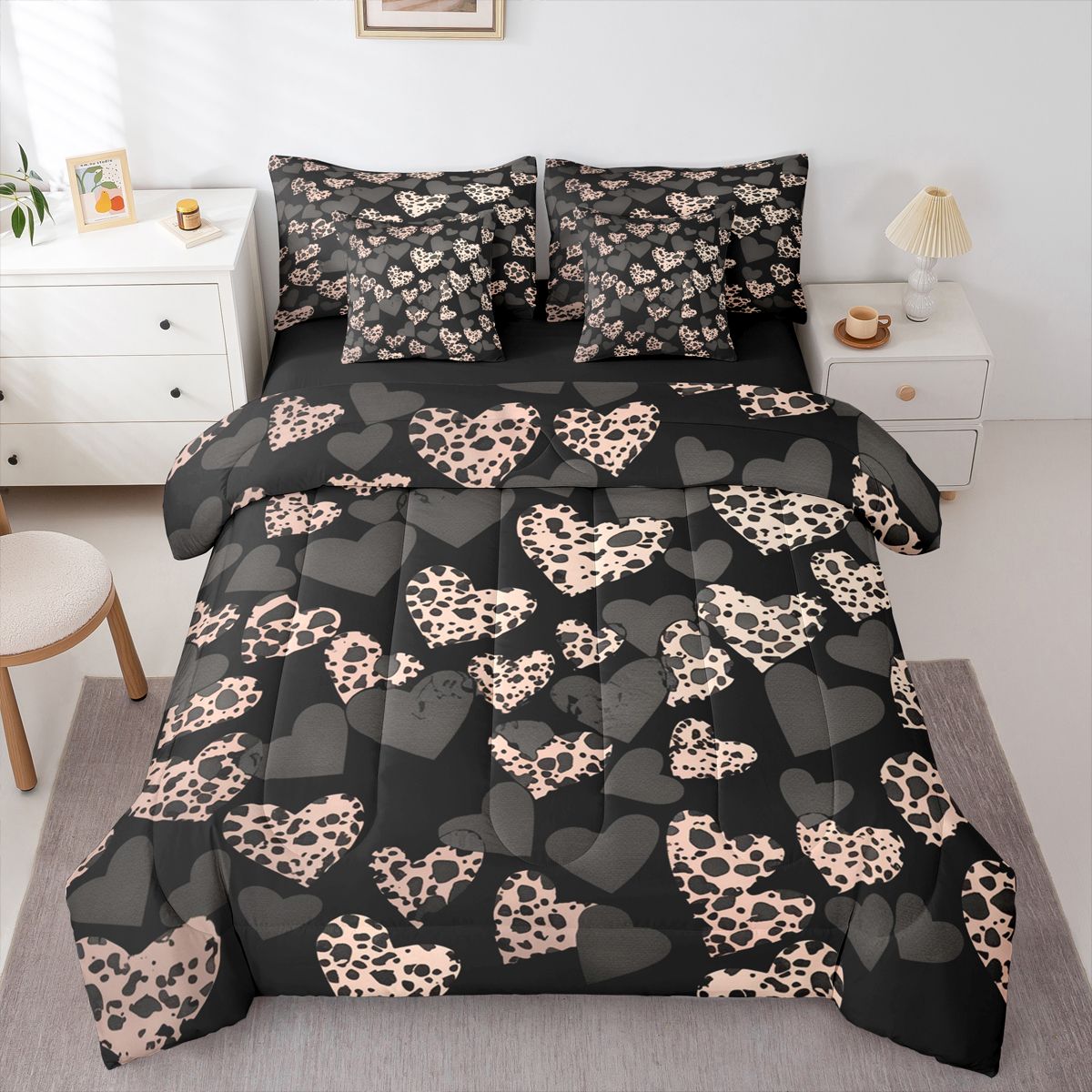 Castle Fairy Boys Girls Love Heart Print Bedding Comforter Set 7pcs ...