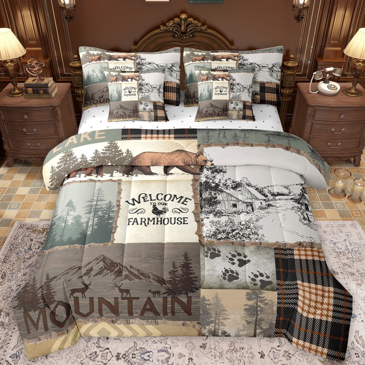 Castle Fairy Boys Girls Safari Bear Deer Bedding Comforter Set 7 Pieces ...
