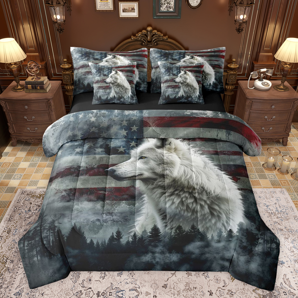 Castle Fairy Boys Girls Safari Wolf Eagle Bedding Comforter Set 7pcs ...