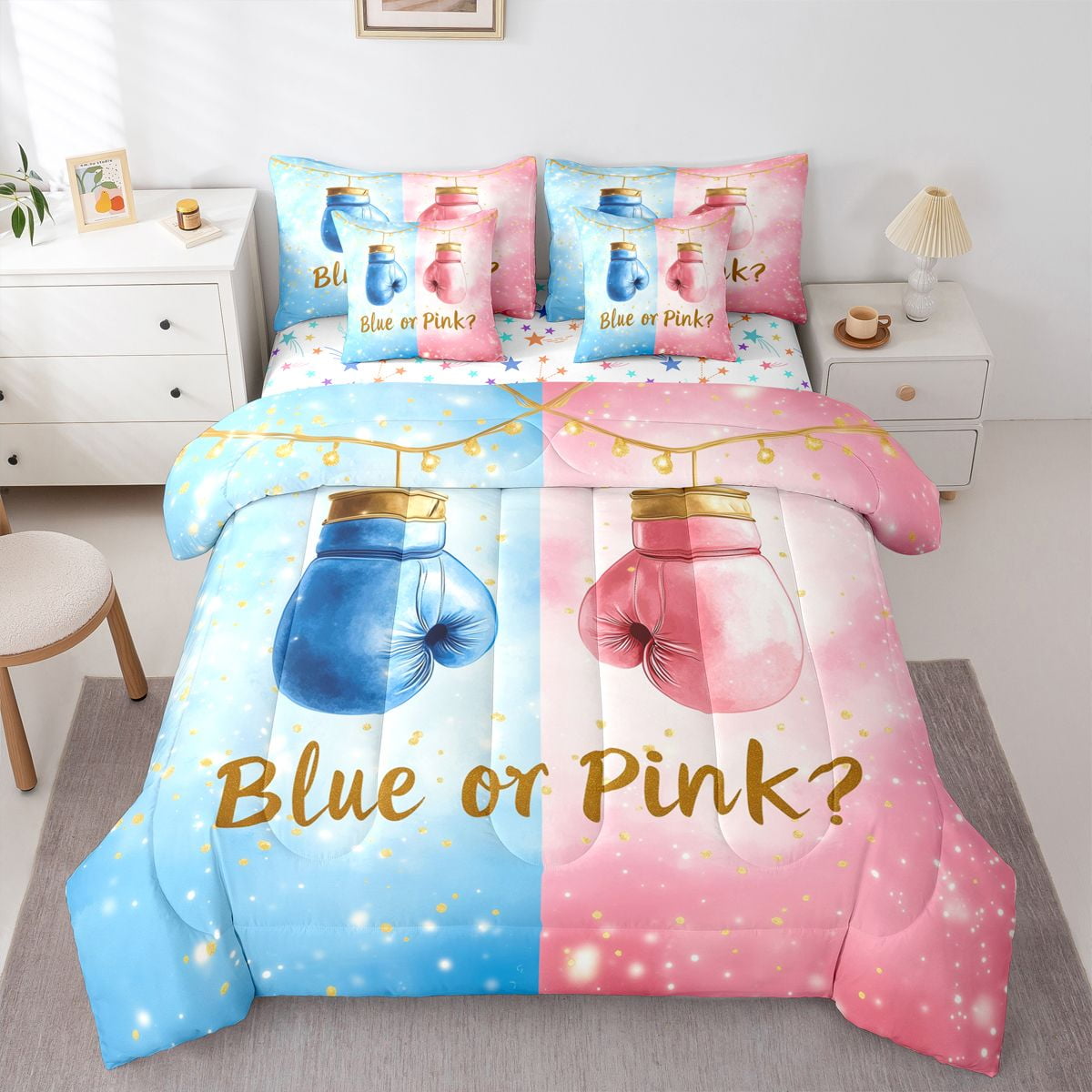 Castle Fairy Boys Girls Sport Boxing Bedding Comforter Set,Blue Pink ...