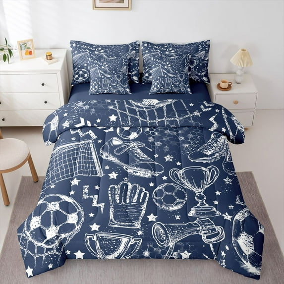 Castle Fairy Boys Girls Sport Soccer Bedding Comforter Set,Football ...