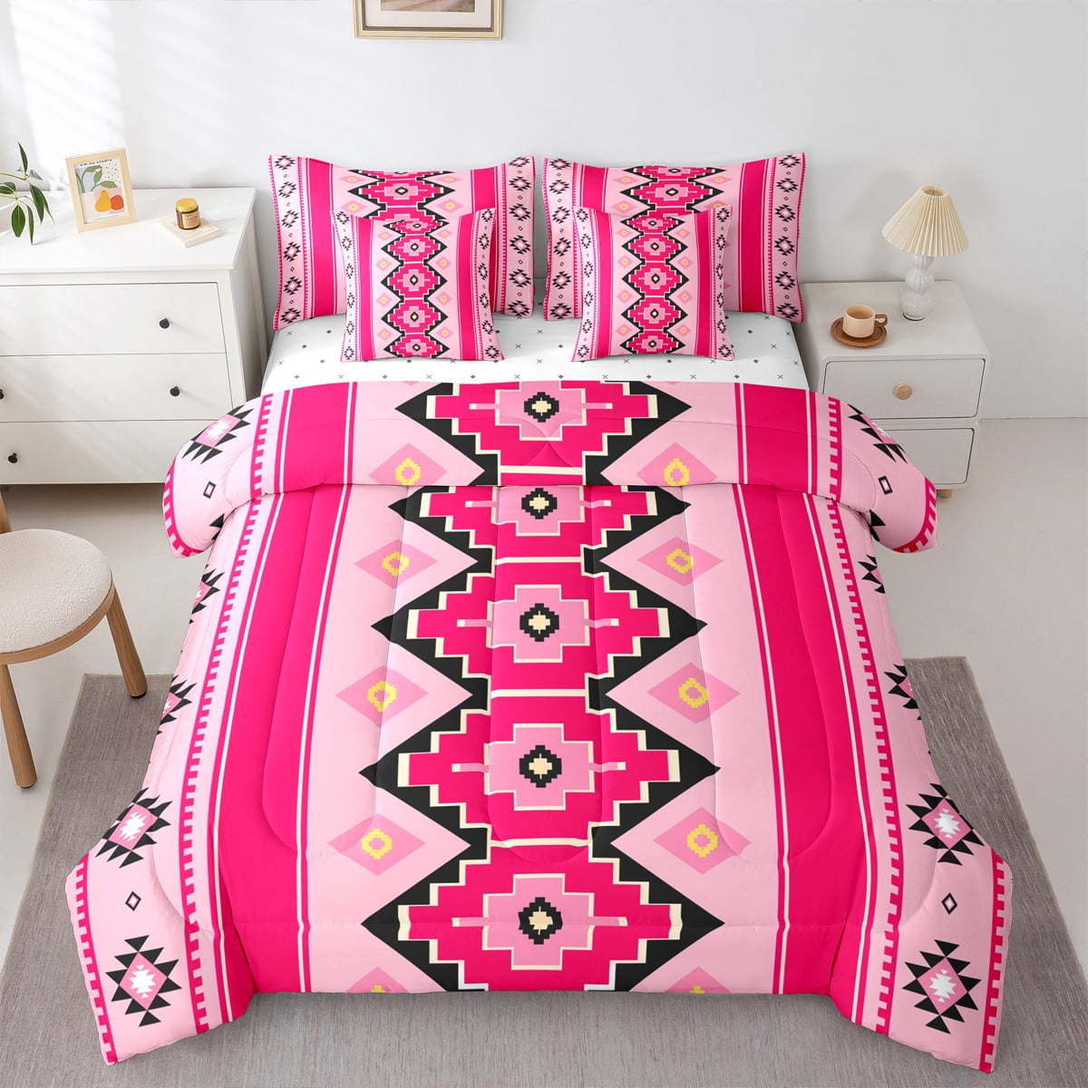 Castle Fairy Boys Girls Tribal Aztec Twin Bedding Sets 7-Piece,Bohemian ...