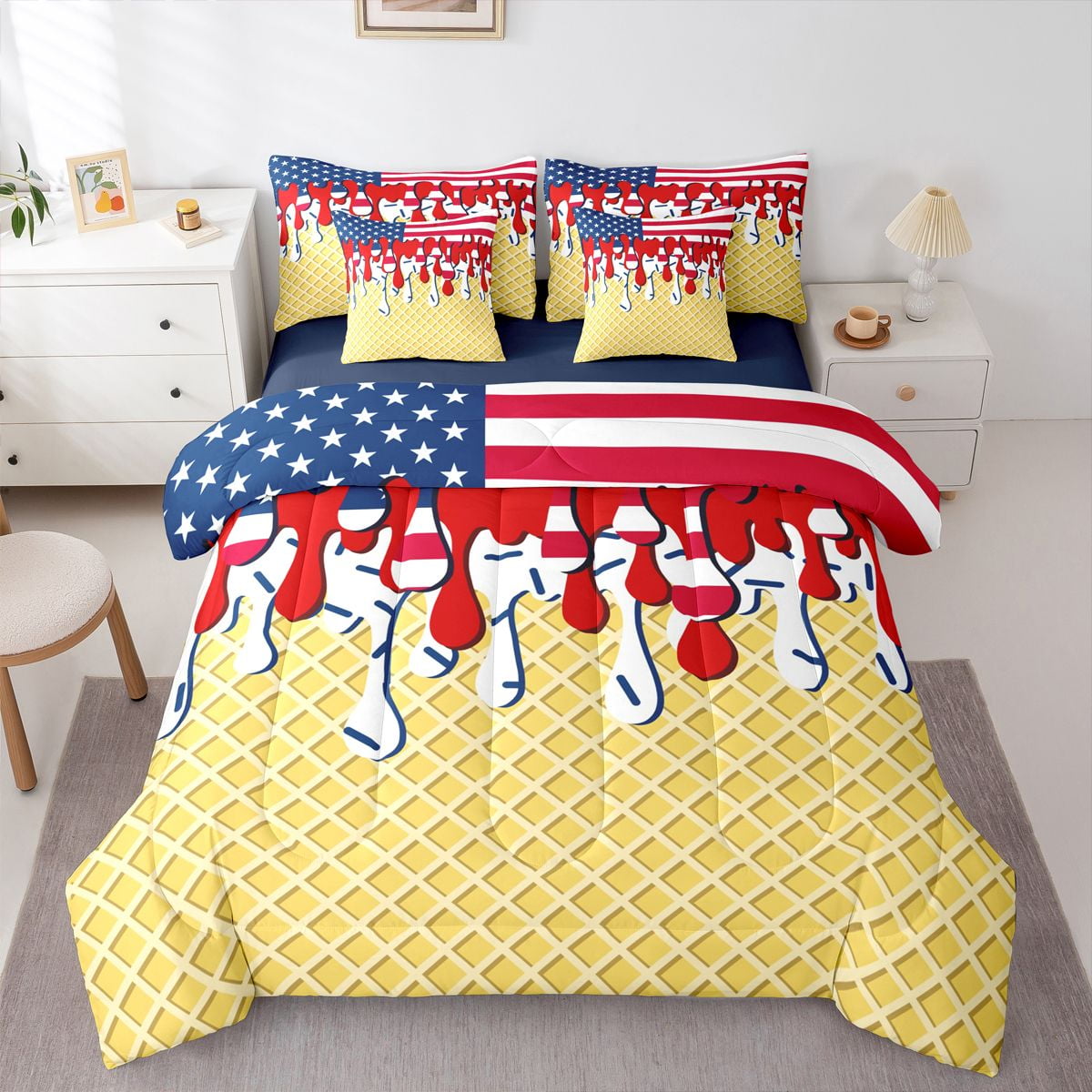 Castle Fairy Boys Girls USA Flag Bedding Comforter Set,Ice Cream Queen ...