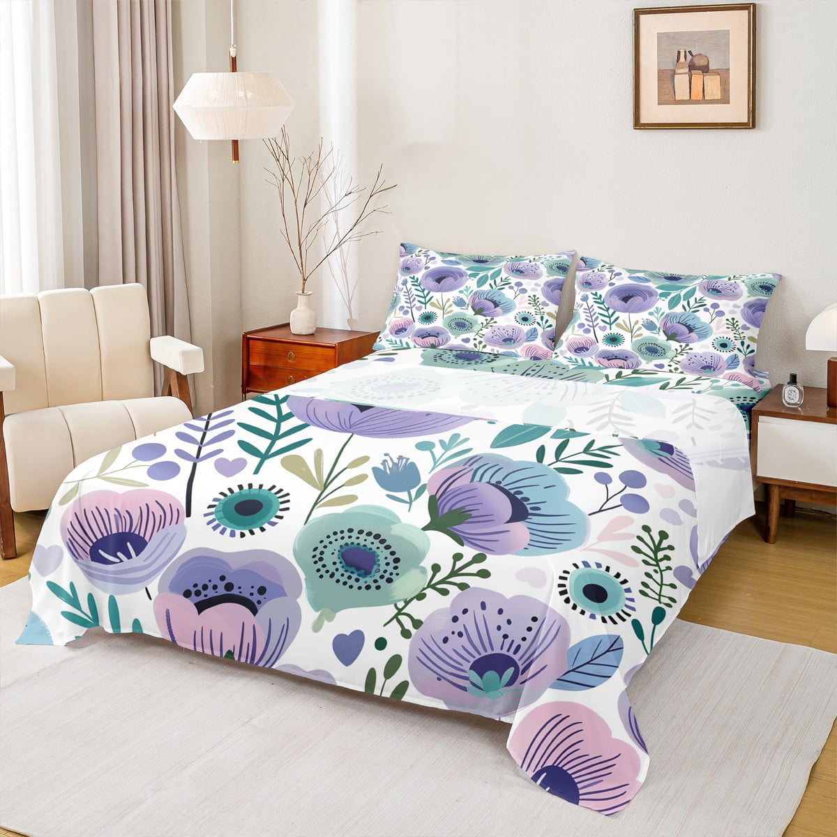 Castle Fairy Boys Girls Vintage Flower Full Size Sheets,Chic Floral Bed ...