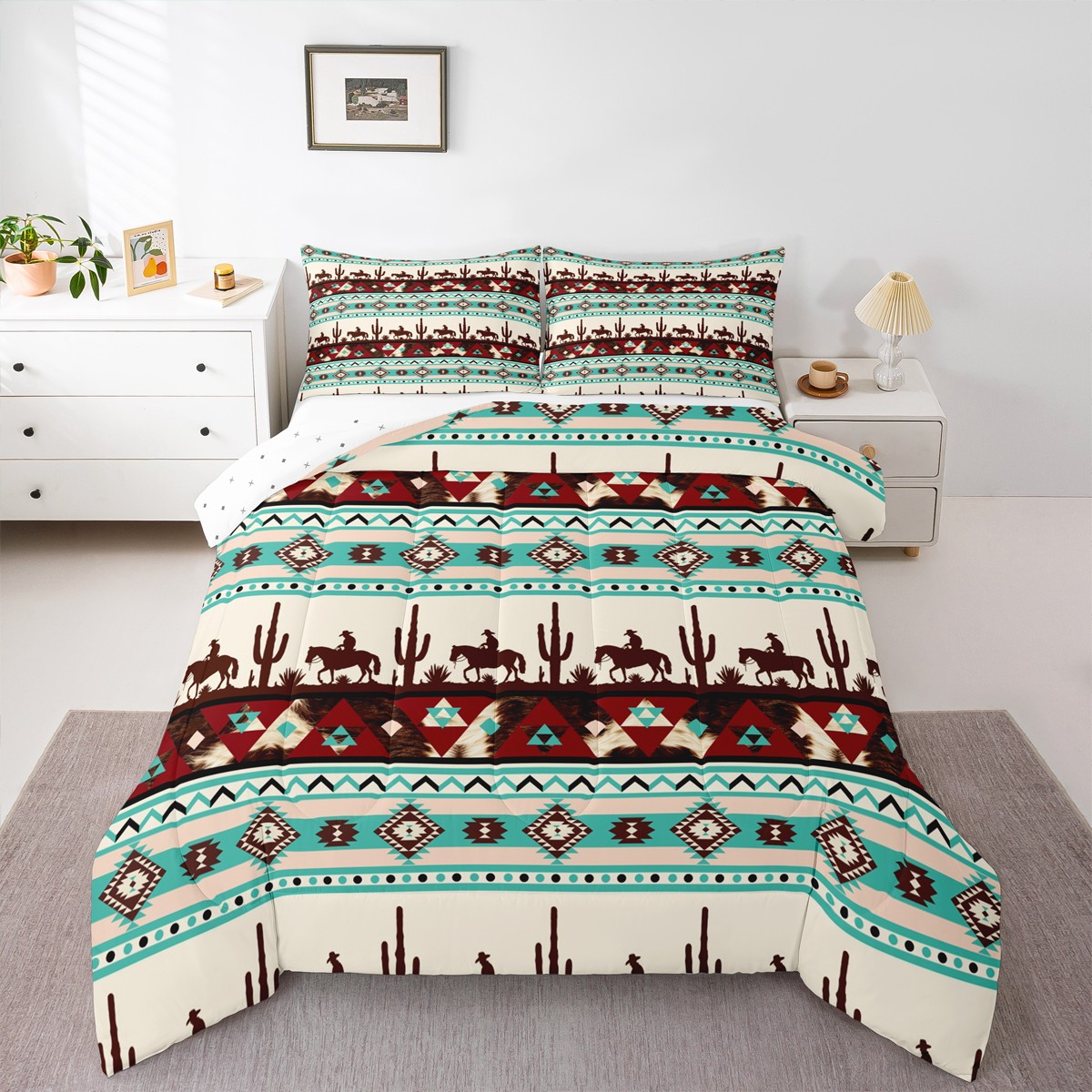 Castle Fairy Boys Girls Western Cowboy Full Size Comforter Sets 3-Piece ...