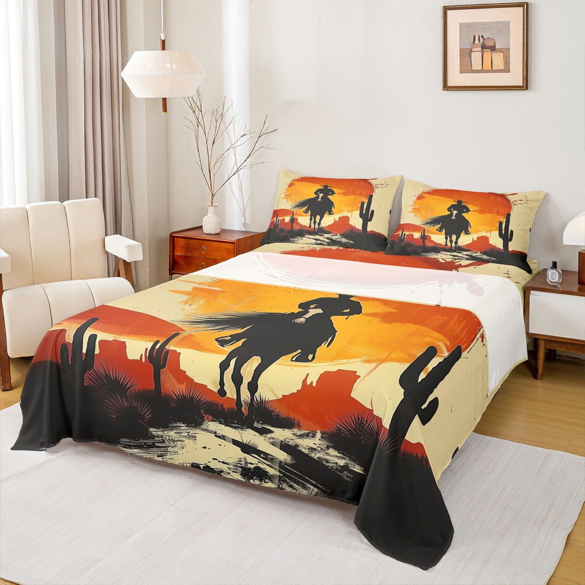 Castle Fairy Boys Girls Western Cowboys 4 Pieces Queen Sheet Sets ...