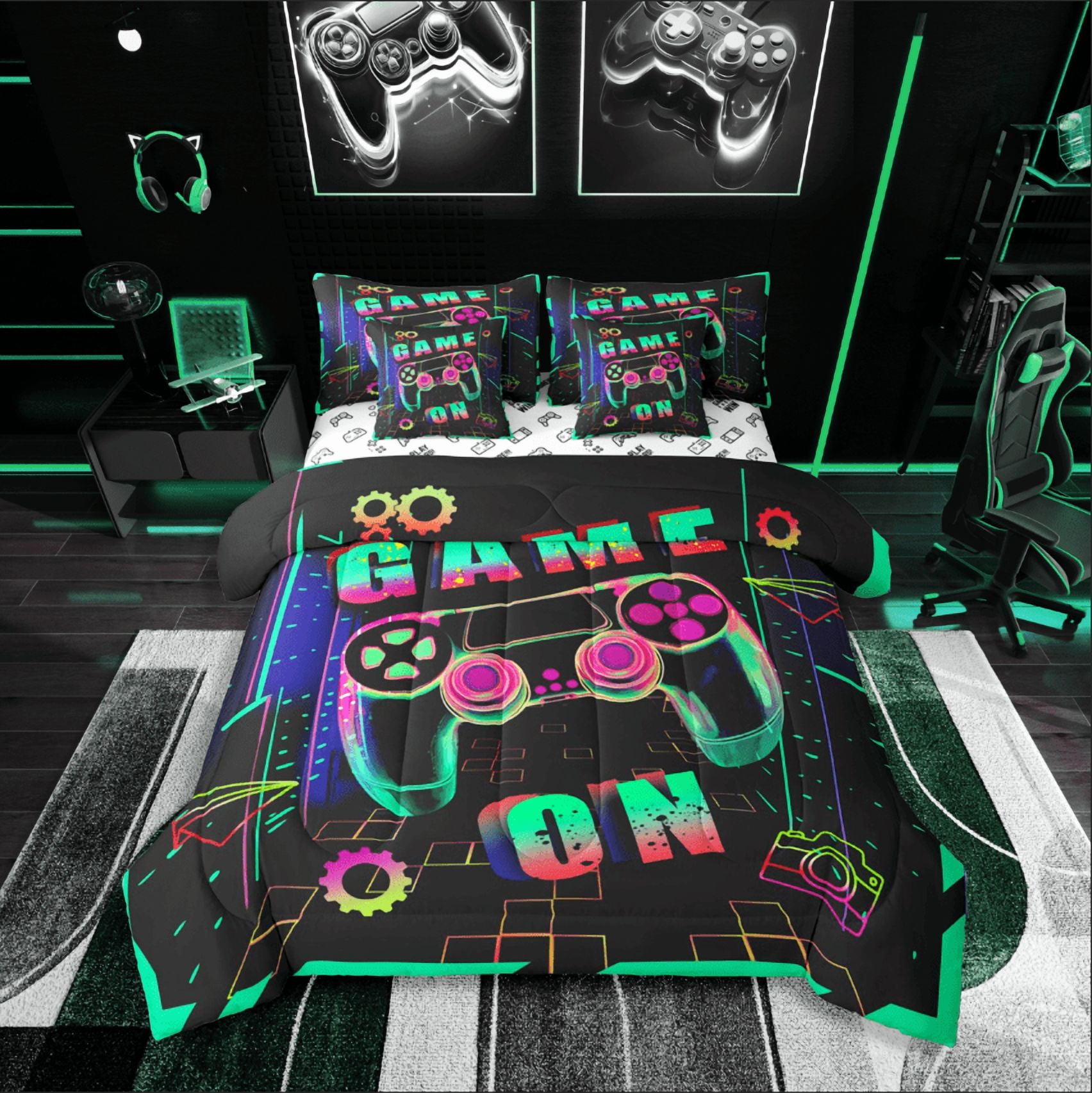 Castle Fairy Boys Gradient Gamepads 7-Piece Twin Bedding Sets,Video ...