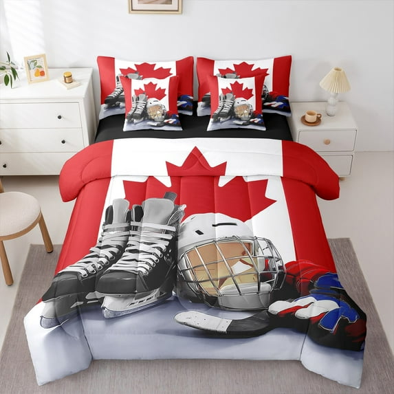 Castle Fairy Boys Ice Hockey Print Bedding Comforter Set,Sport Gamer ...