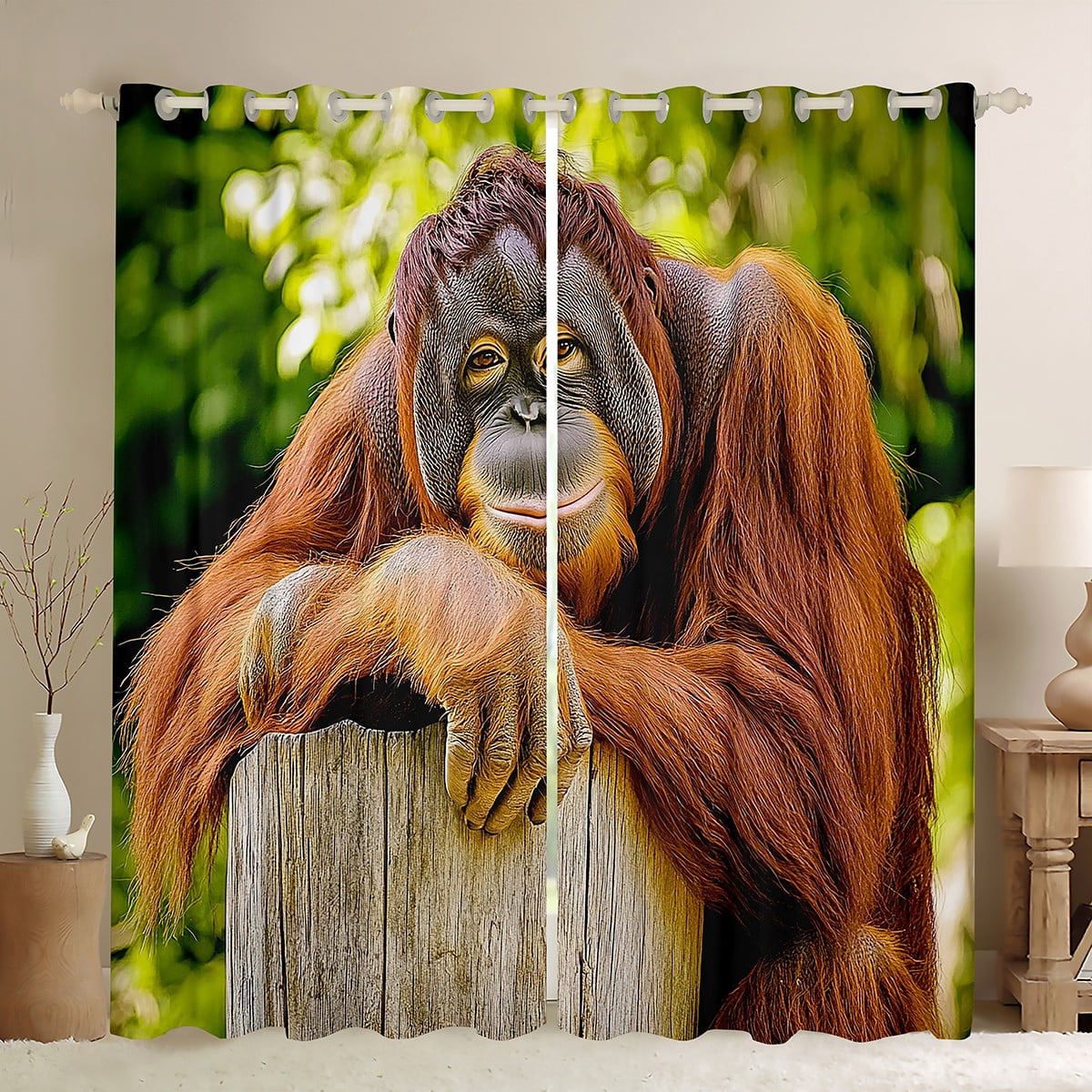 Castle Fairy Brown Monkey Blackout Curtains,Jungle Wildlife Curtains ...