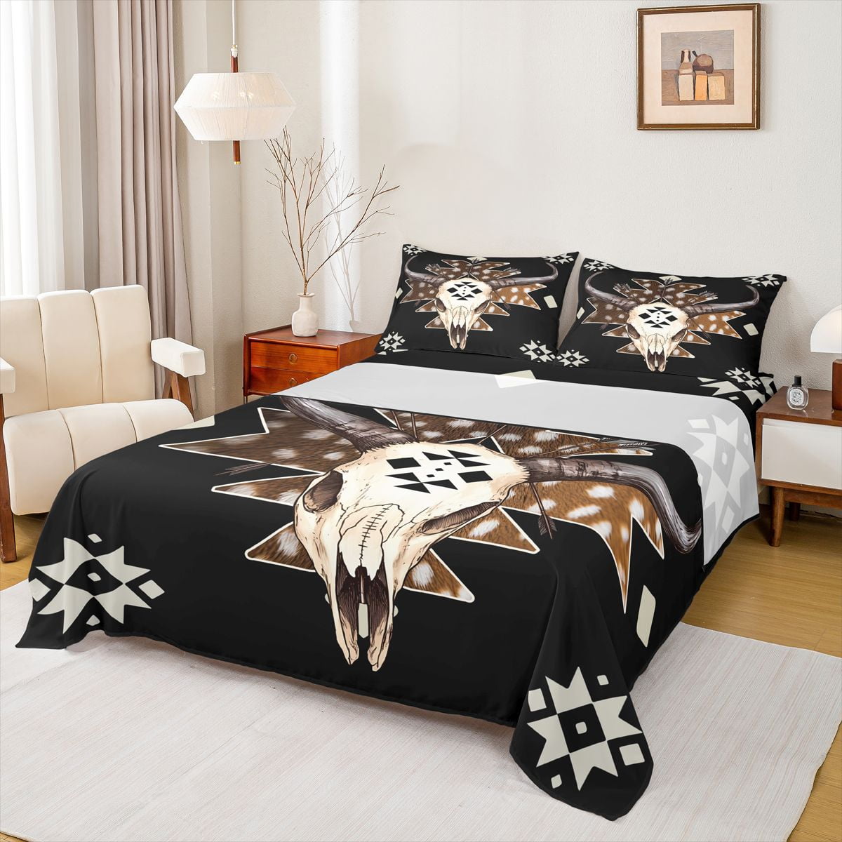 Castle Fairy Bull Skull Queen Sheet Sets for Teenagers,Animal Print ...