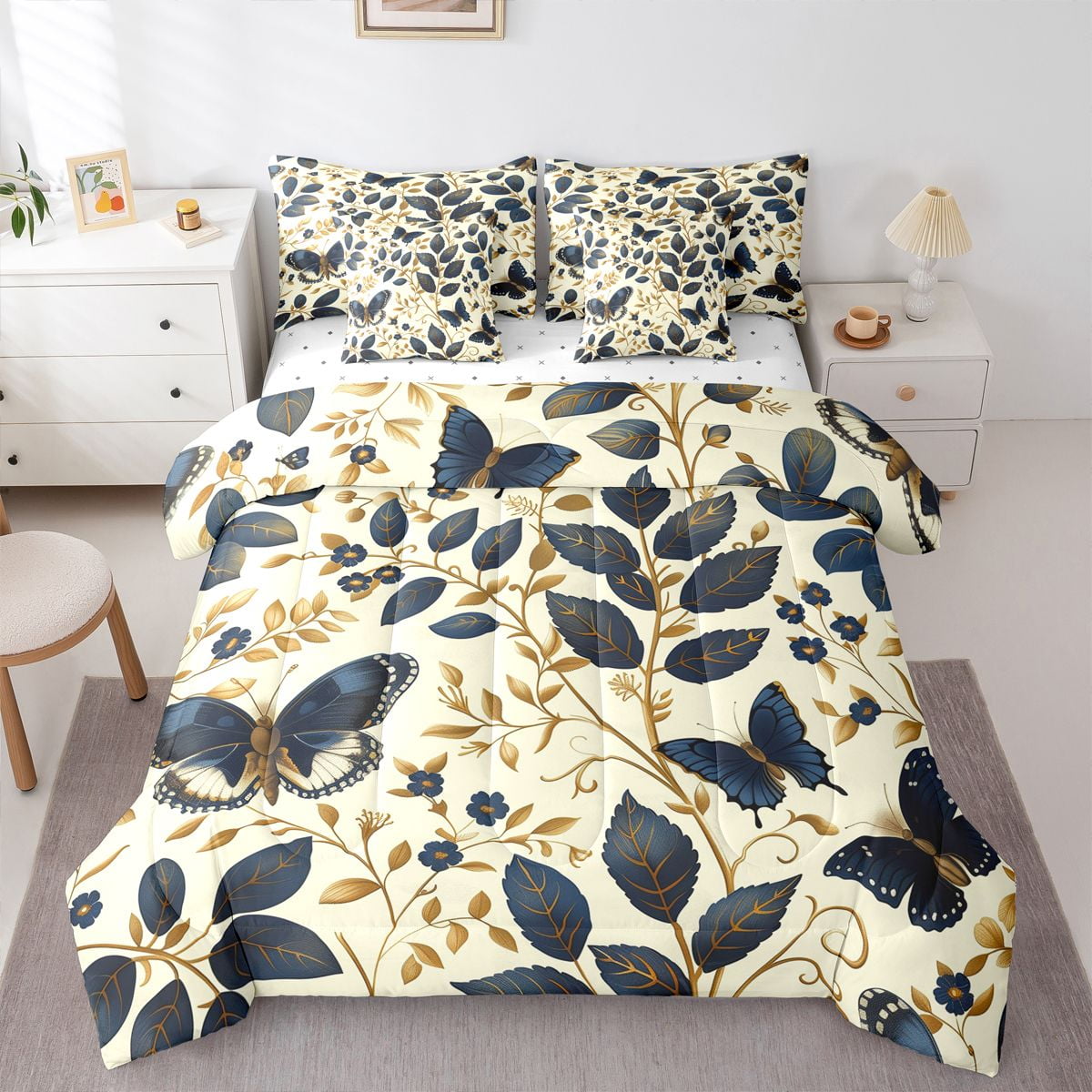 Castle Fairy Butterflies Twin Bedding Sets,Vintage Tree Leaves Bedding ...