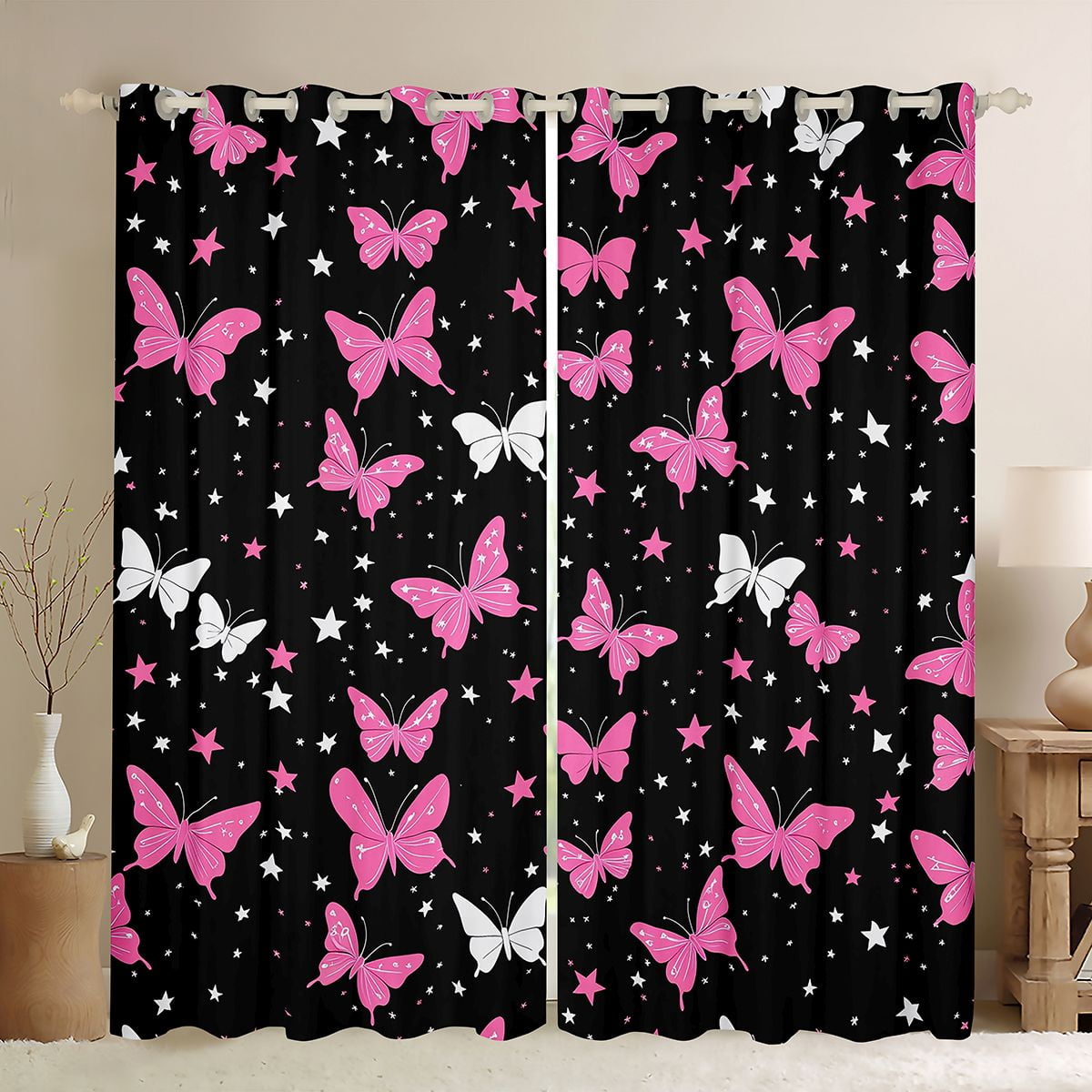 Castle Fairy Butterfly Black Out Curtains,Starry Sky Curtains Pack of 2 ...
