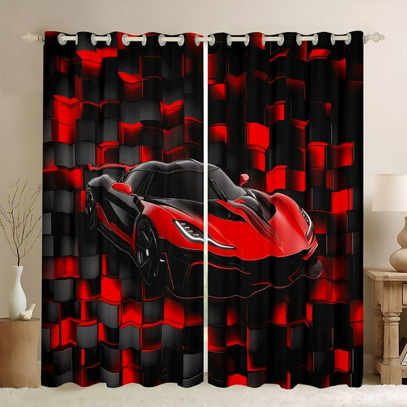 Castle Fairy Car Blackout Curtains Set of 2 (52x84 Each),Checkered ...