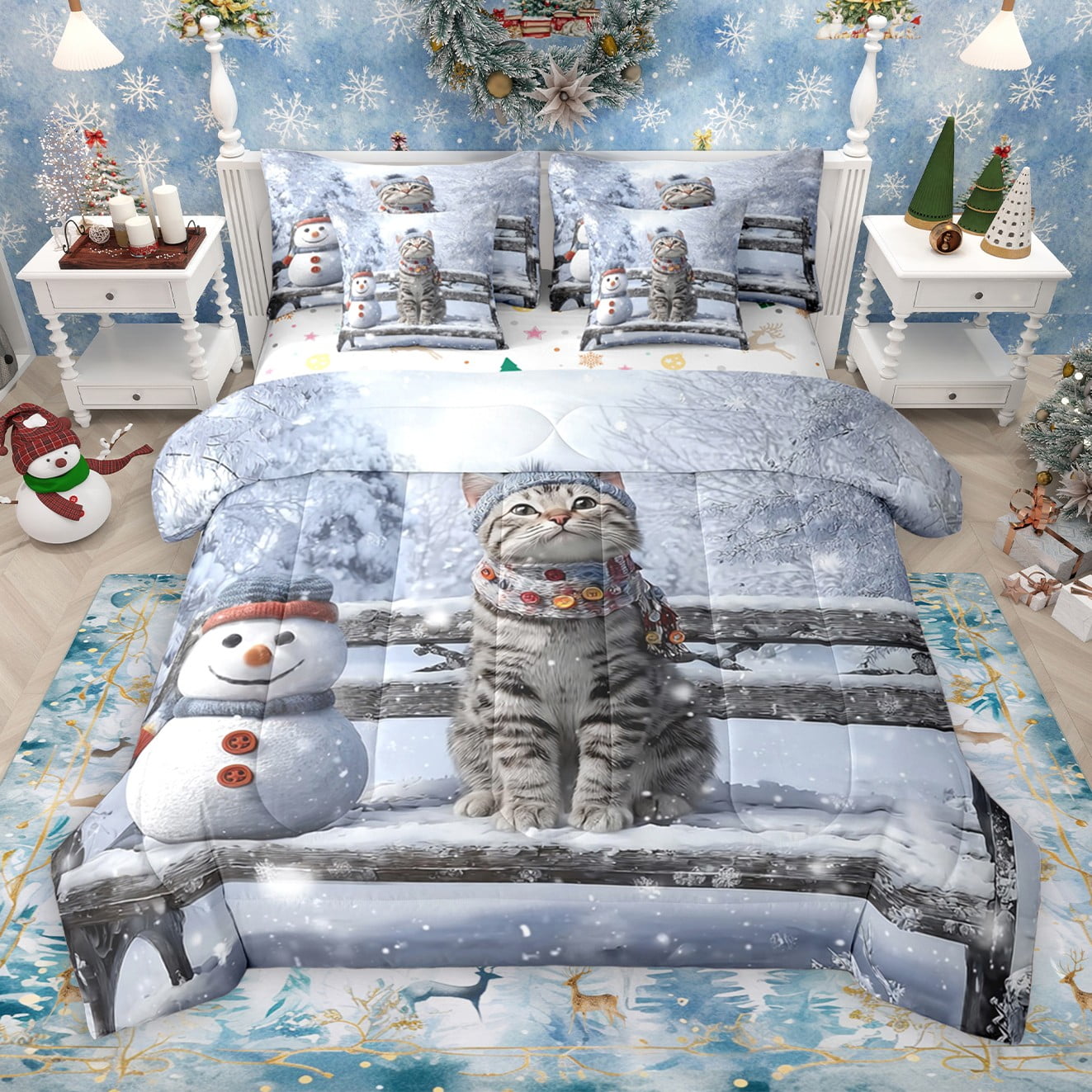 Castle Fairy Cartoon Animal Cat 7-Piece Bedding Comforter Set for Kids ...