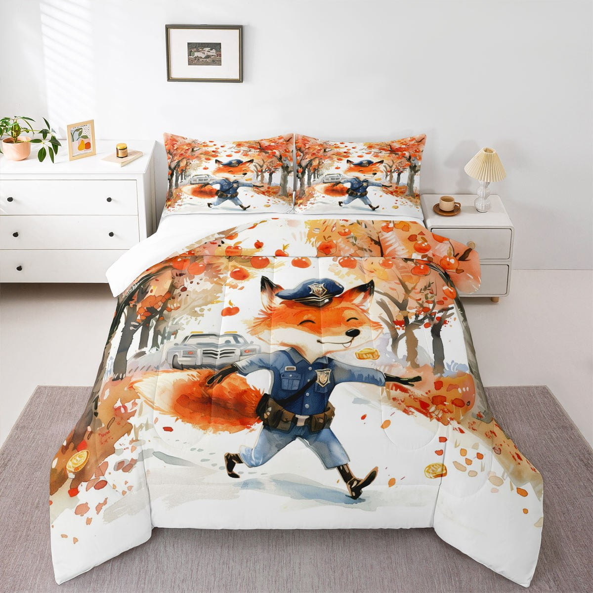 Castle Fairy Cartoon Animal Fox Queen Comforter Set,Cute Police Bedding ...
