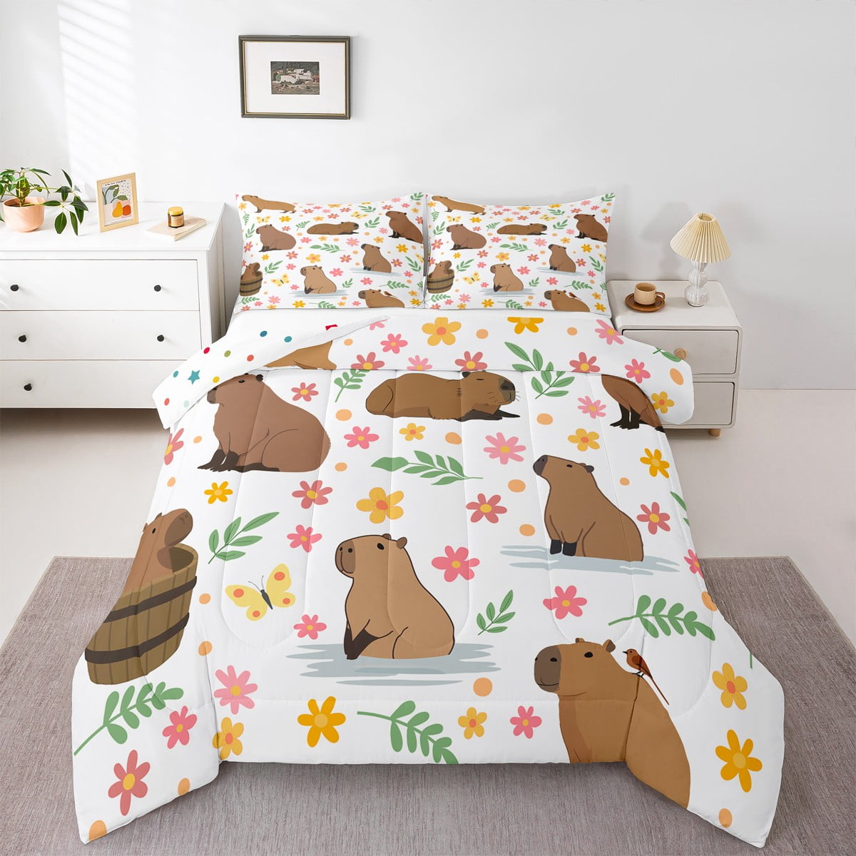 Castle Fairy Cartoon Animal Full Size Comforter Sets,Chic Flowers ...