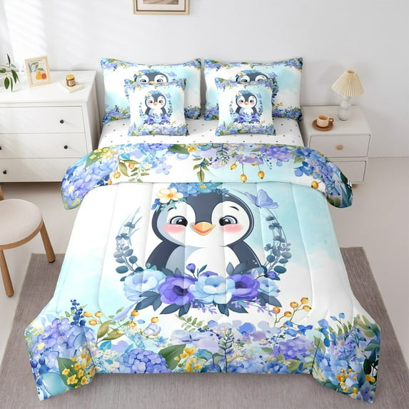 Castle Fairy Cartoon Animal Penguin Bedding Comforter Set 7 Pieces for ...