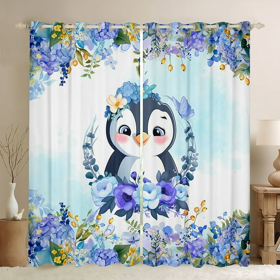 Castle Fairy Cartoon Animal Penguin Blackout Curtains Set of 2 (52x84 ...