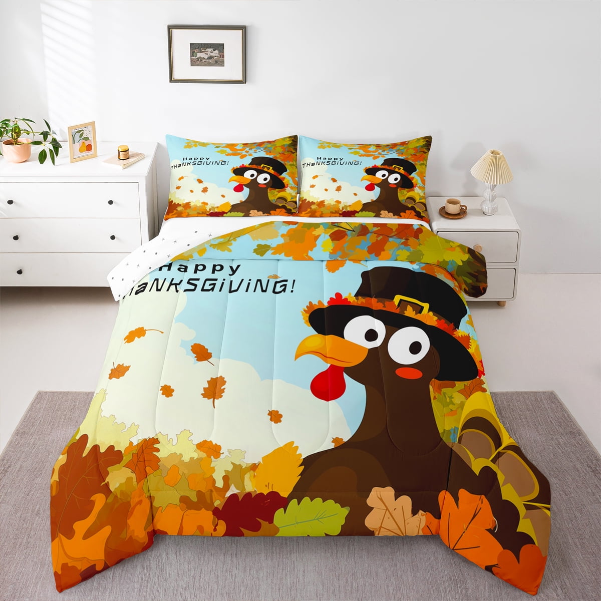 Castle Fairy Cartoon Animal Turkey 3 Pieces Queen Comforter Set for ...