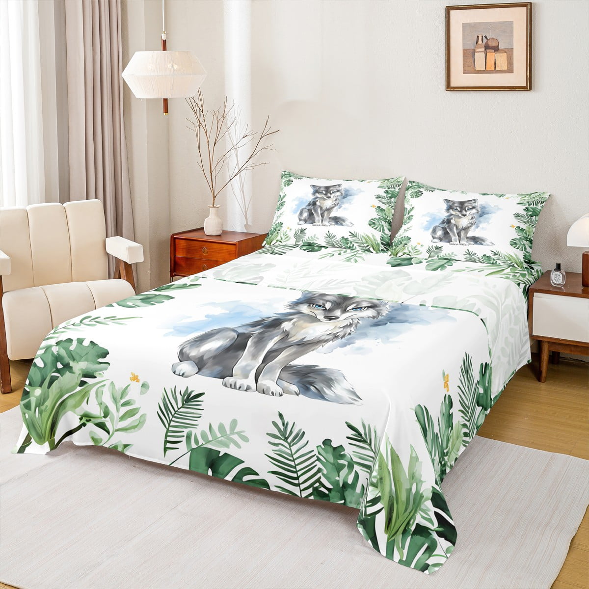 Castle Fairy Cartoon Animal Wolf Bed Sheets for Preppy Child Kids,Tree ...