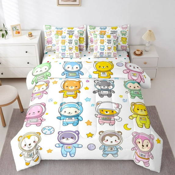 Castle Fairy Cartoon Bear Astronaut Bedding Comforter Set,Stars Print ...