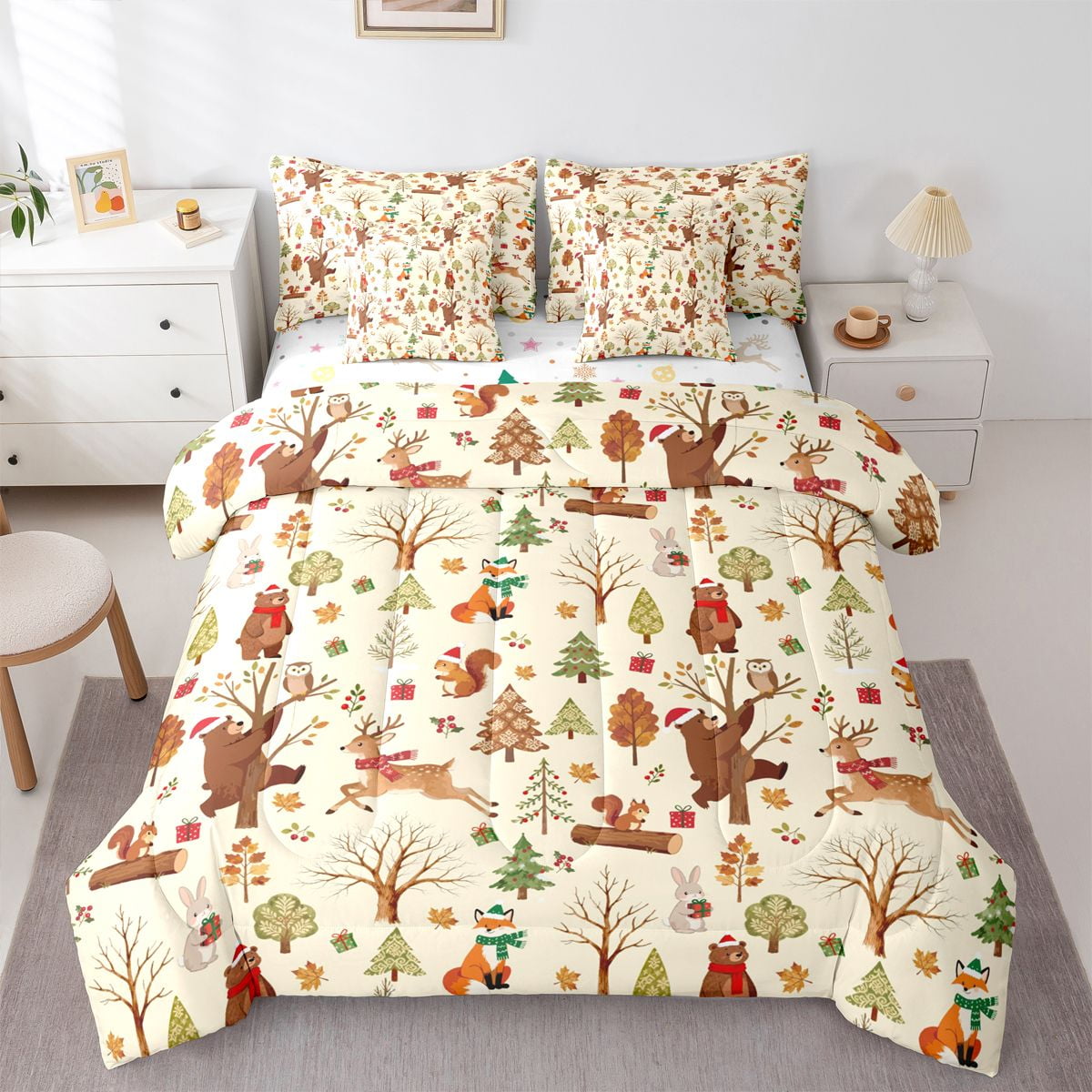 Castle Fairy Cartoon Bear Deer Squirrel Fox Bedding Comforter Set 7 ...