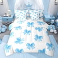 Castle Fairy Cartoon Blue Bow Bedding Comforter Set,Kawaii Ribbon ...