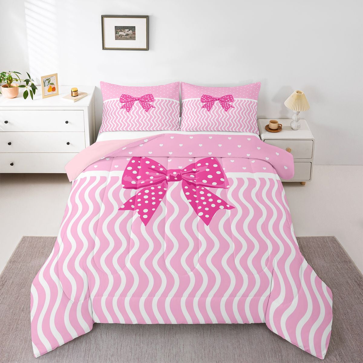 Castle Fairy Cartoon Bow Knot Girl Full Size Comforter Sets,Abstract ...