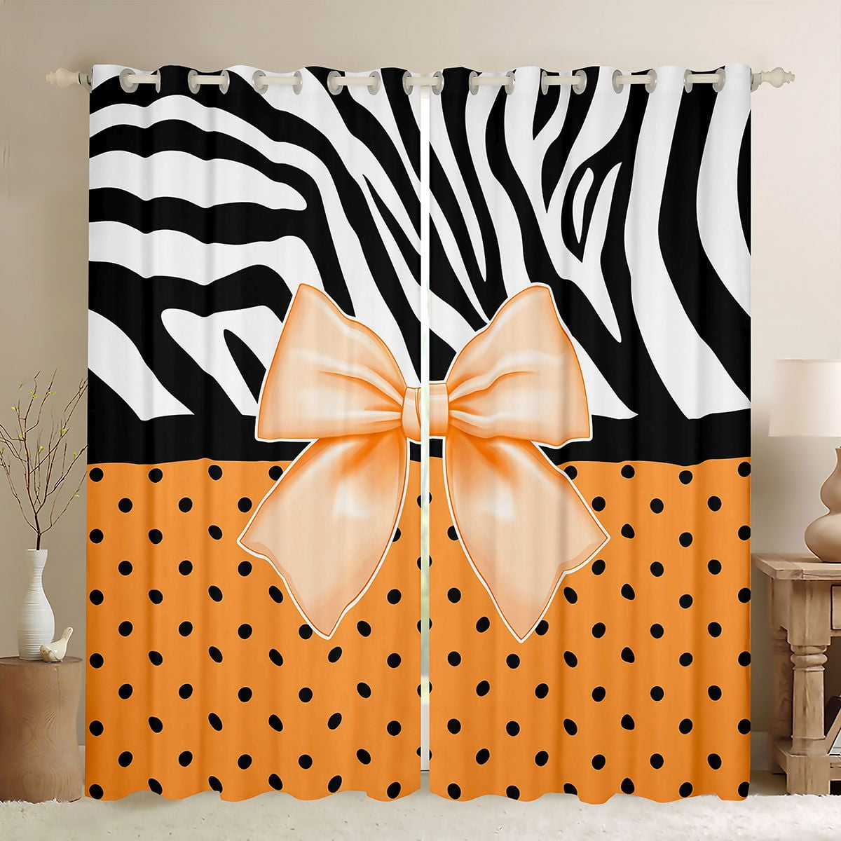 Castle Fairy Cartoon Bowknot Black Out Curtains,Polka Dots Curtains ...