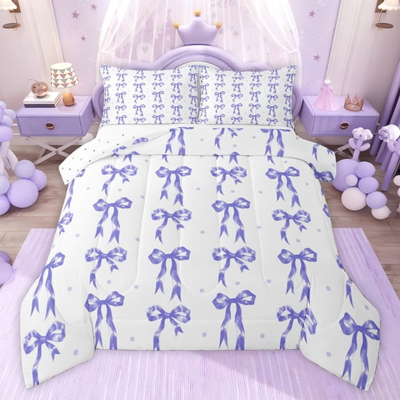 Castle Fairy Cartoon Bowknot Twin Comforter Sets Female Men,Purple ...