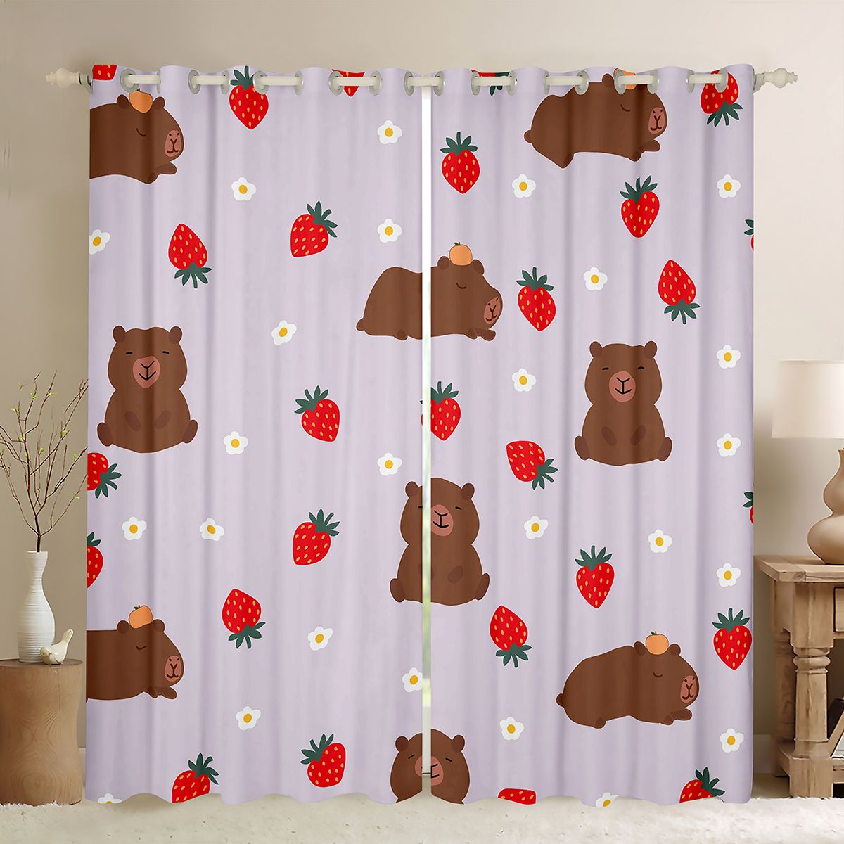 Castle Fairy Cartoon Capybara Black Out Curtains for Preppy Child ...