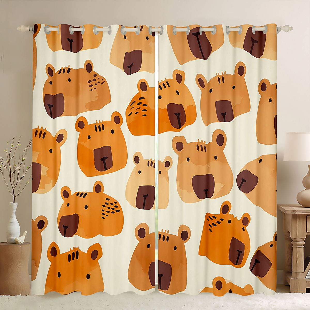 Castle Fairy Cartoon Capybara Black Out Curtains,Animal Curtains Pack ...