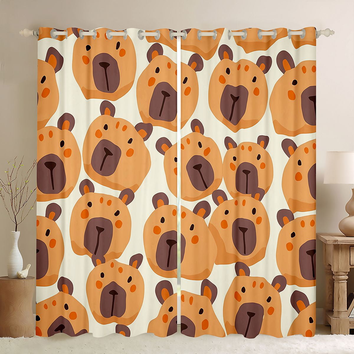 Castle Fairy Cartoon Capybara Curtains Pack of 2 (42x84 Each),Animal ...