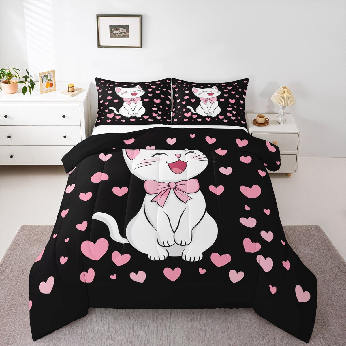 Castle Fairy Cartoon Cats Queen Comforter Set,Cute Animal Pet Bedding ...