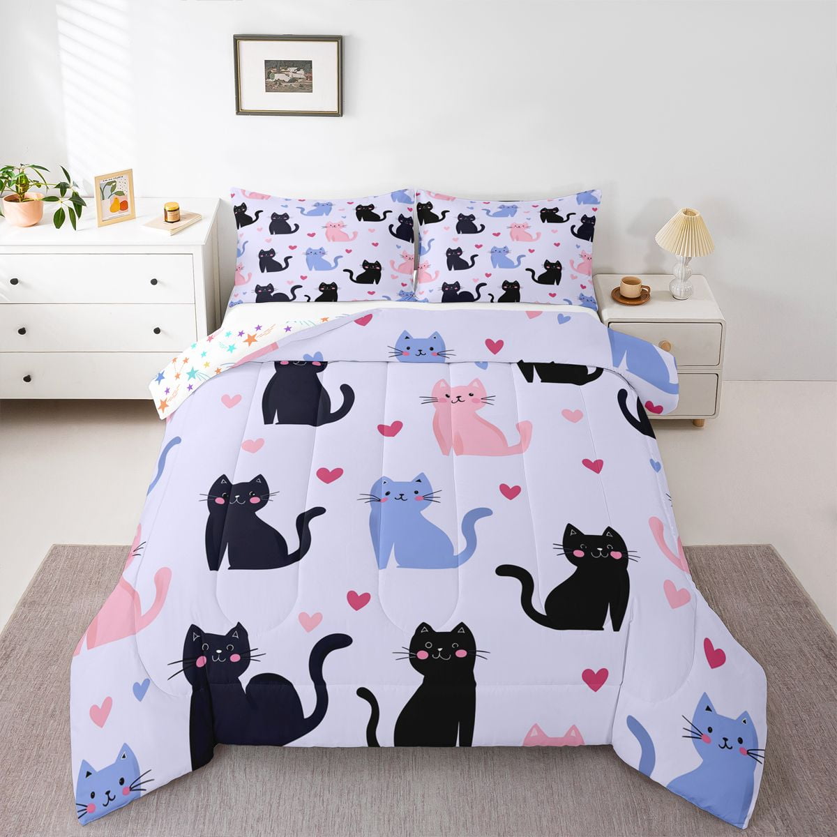 Castle Fairy Cartoon Cats Twin Comforter Sets Boys Girls,Cute Animal ...