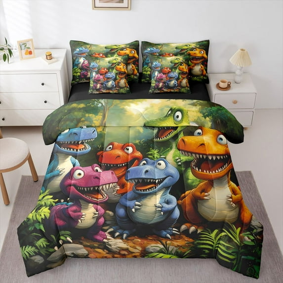 Castle Fairy Cartoon Dinosaur Bedding Comforter Set,Jungle Animal Full ...
