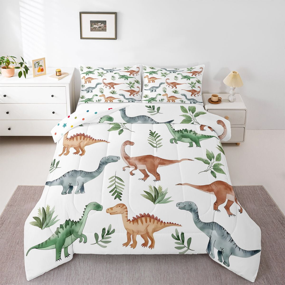 Castle Fairy Cartoon Dinosaur Full Size Comforter Sets,Animal Dino ...