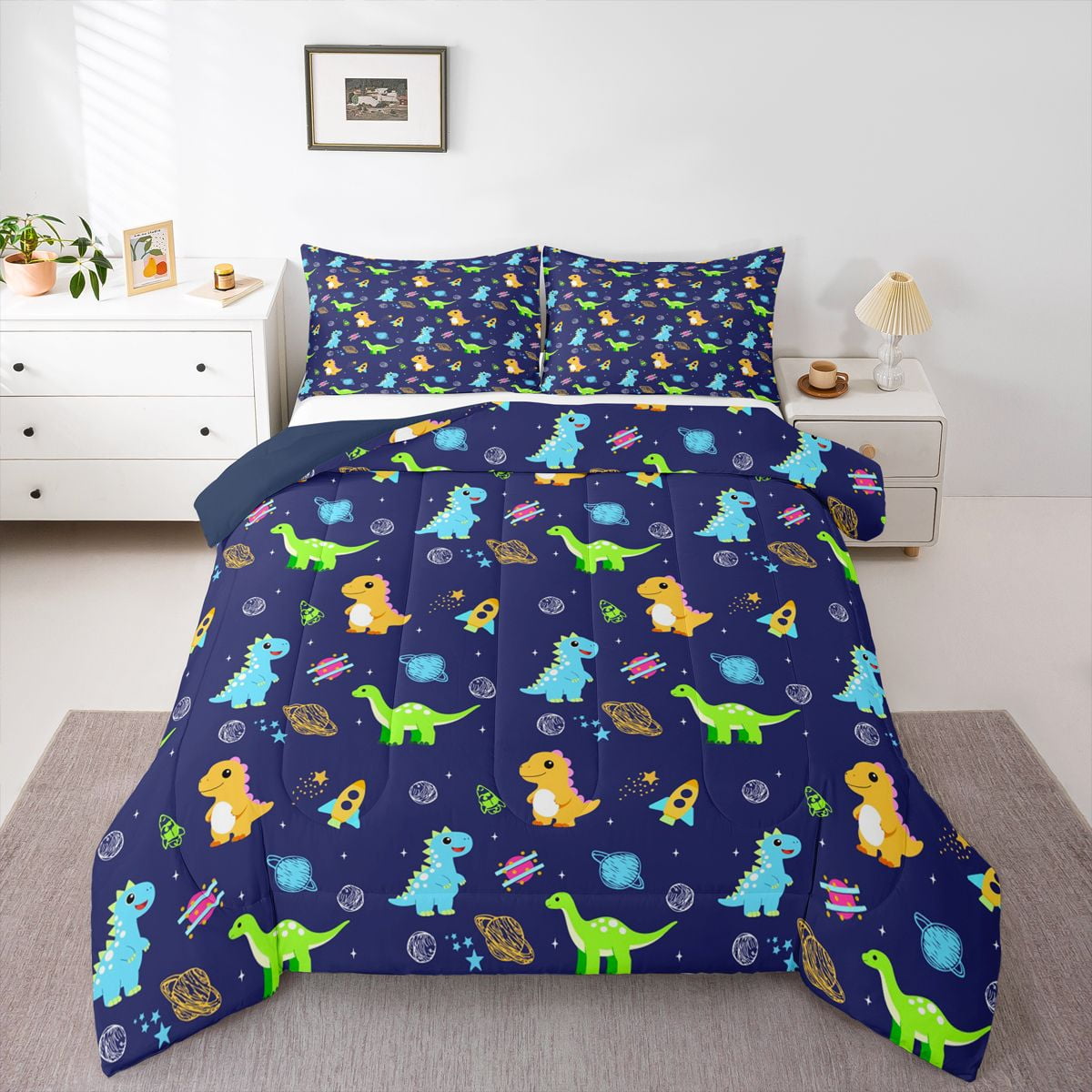 Castle Fairy Cartoon Dinosaur Full Size Comforter Sets,Cute Universe ...