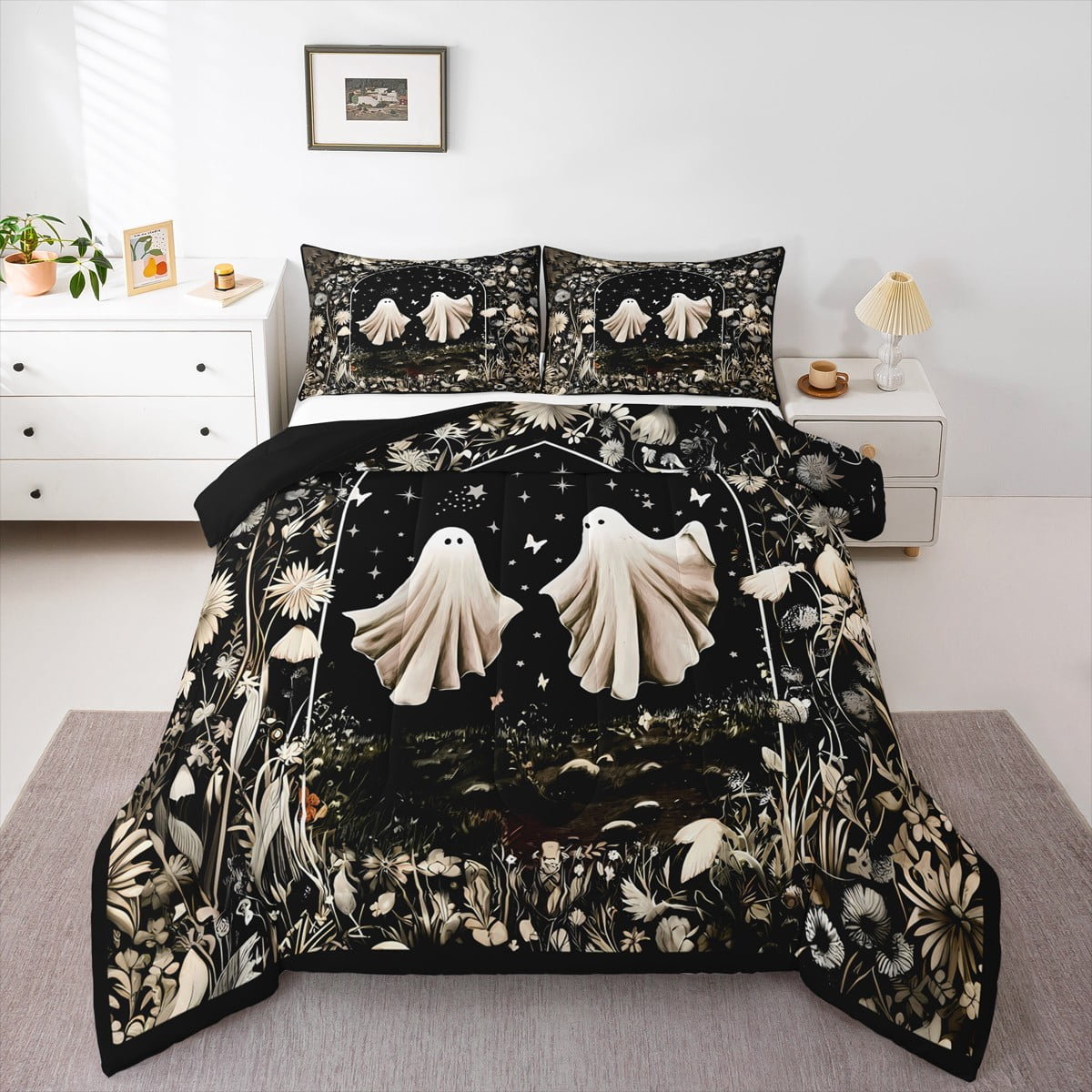 Castle Fairy Cartoon Ghost 3 Pieces Queen Comforter Set,Starry Sky ...