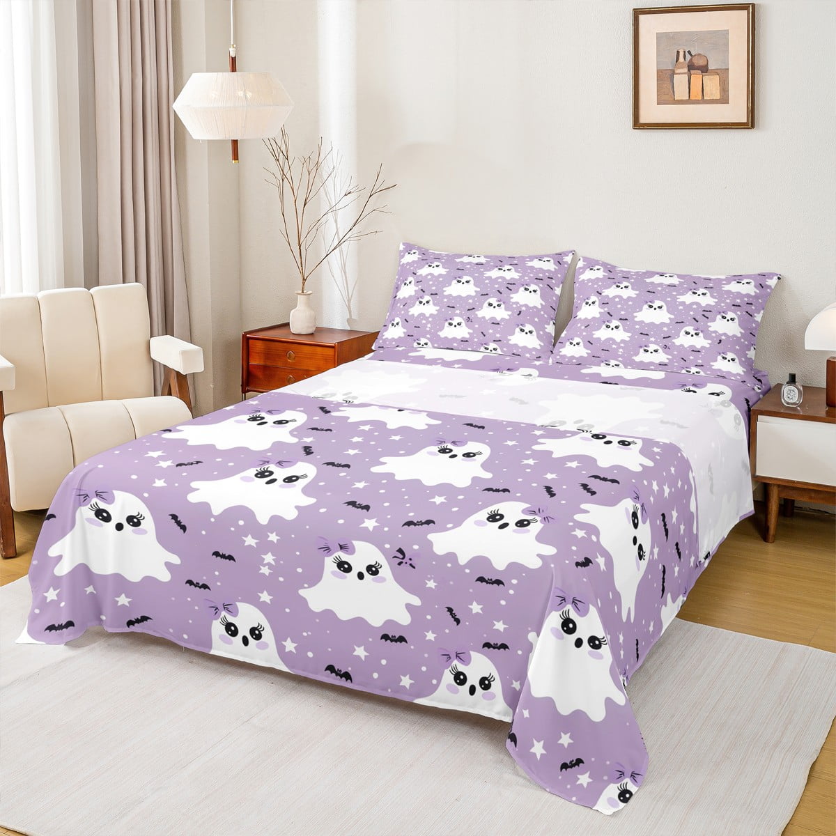 Castle Fairy Cartoon Ghost 3pcs Twin Sheet Sets,Starry Sky Twin Fitted ...