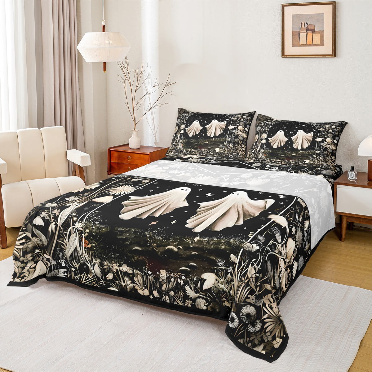 Castle Fairy Cartoon Ghost 4pcs Bed Sheets,Starry Sky King Sheets,Happy ...