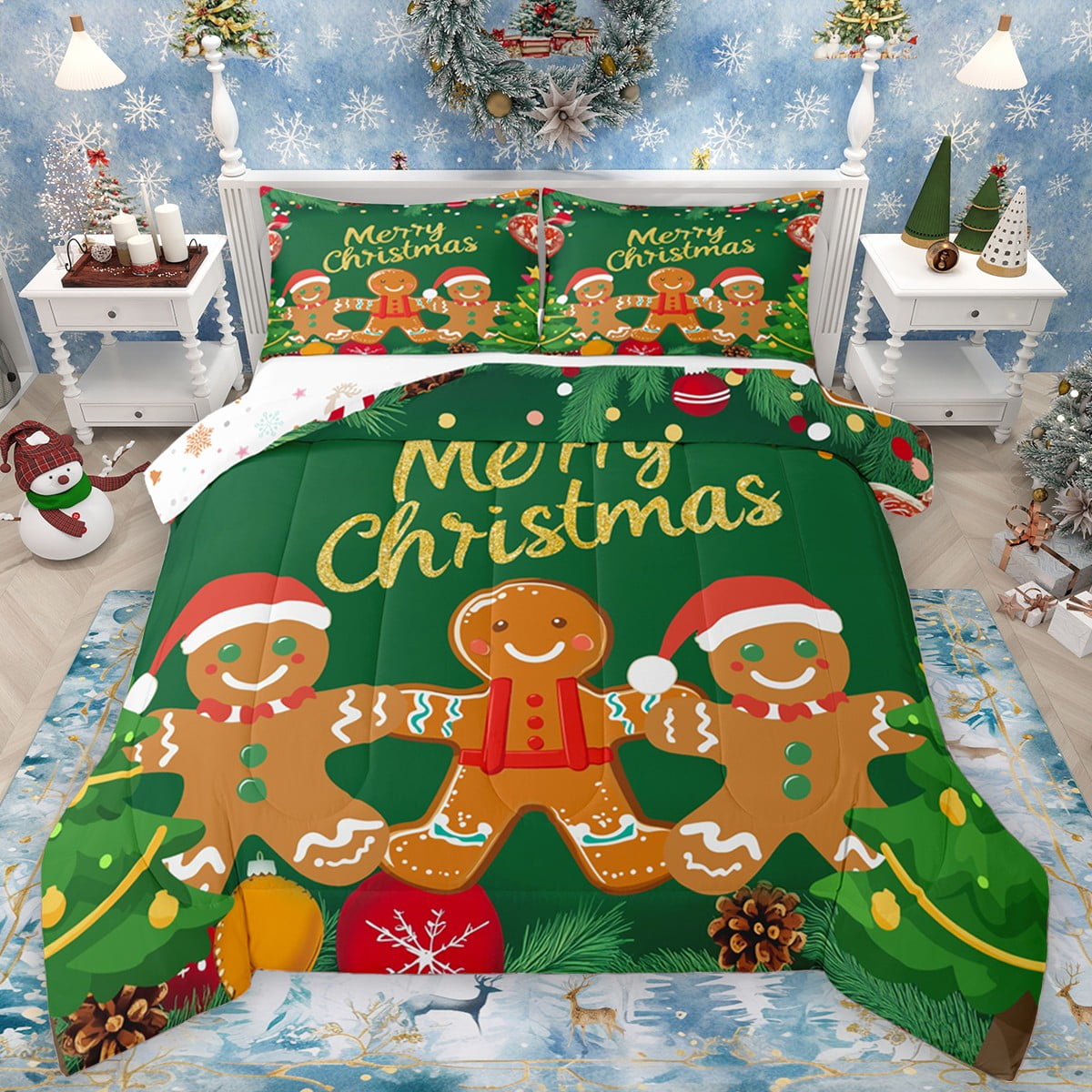 Castle Fairy Cartoon Gingerbread Man Full Size Comforter Sets 3-Piece ...