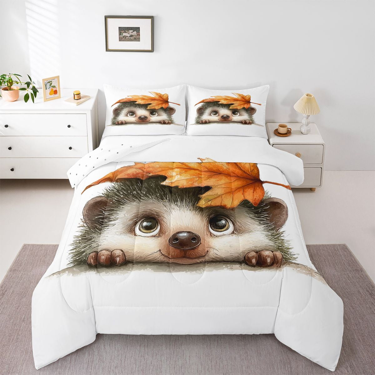 Castle Fairy Cartoon Hedgehog 3 Pieces Queen Comforter Set for Preppy ...