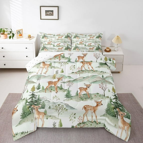 Castle Fairy Cartoon Jungle Deer Twin Comforter Sets for Teens,Animal ...