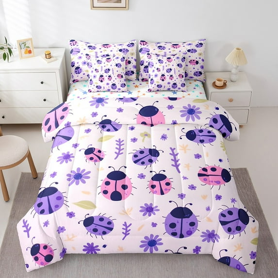 Castle Fairy Cartoon Ladybird Bedding Comforter Set,Chic Flowers Full ...