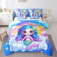 Castle Fairy Cartoon Mermaid Bedding Comforter Set,Ocean Princess Full ...
