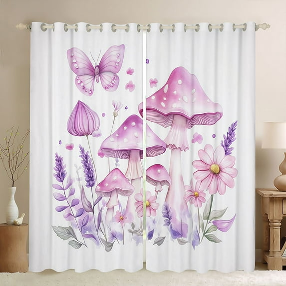 Castle Fairy Cartoon Mushroom Black Out Curtains,Flowers Curtains Pack ...