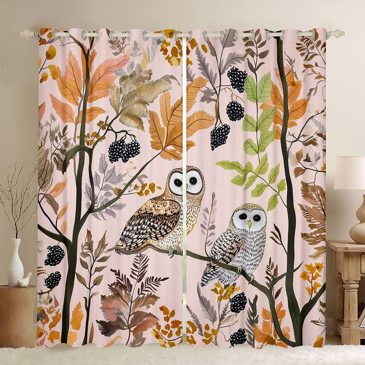 Castle Fairy Cartoon Owl Curtains Pack of 2 (42x84 Each),Vintage ...