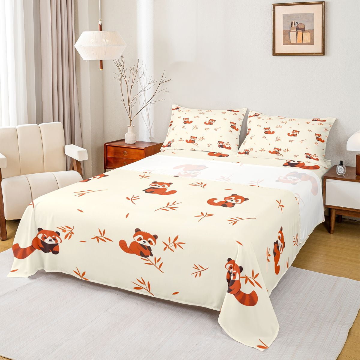 Castle Fairy Cartoon Red Panda Bed Sheets for Children Boys Girls,Tree ...